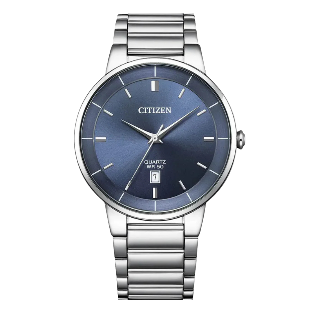 Citizen Silver Stainless Steel Blue Dial Quartz Watch for Gents - BI51 ...
