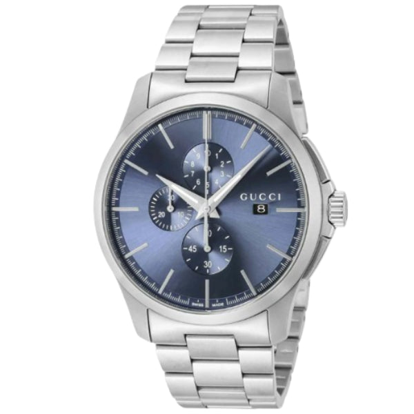 Gucci G Timeless Silver Stainless Steel Blue Dial Chronograph Quartz W ...