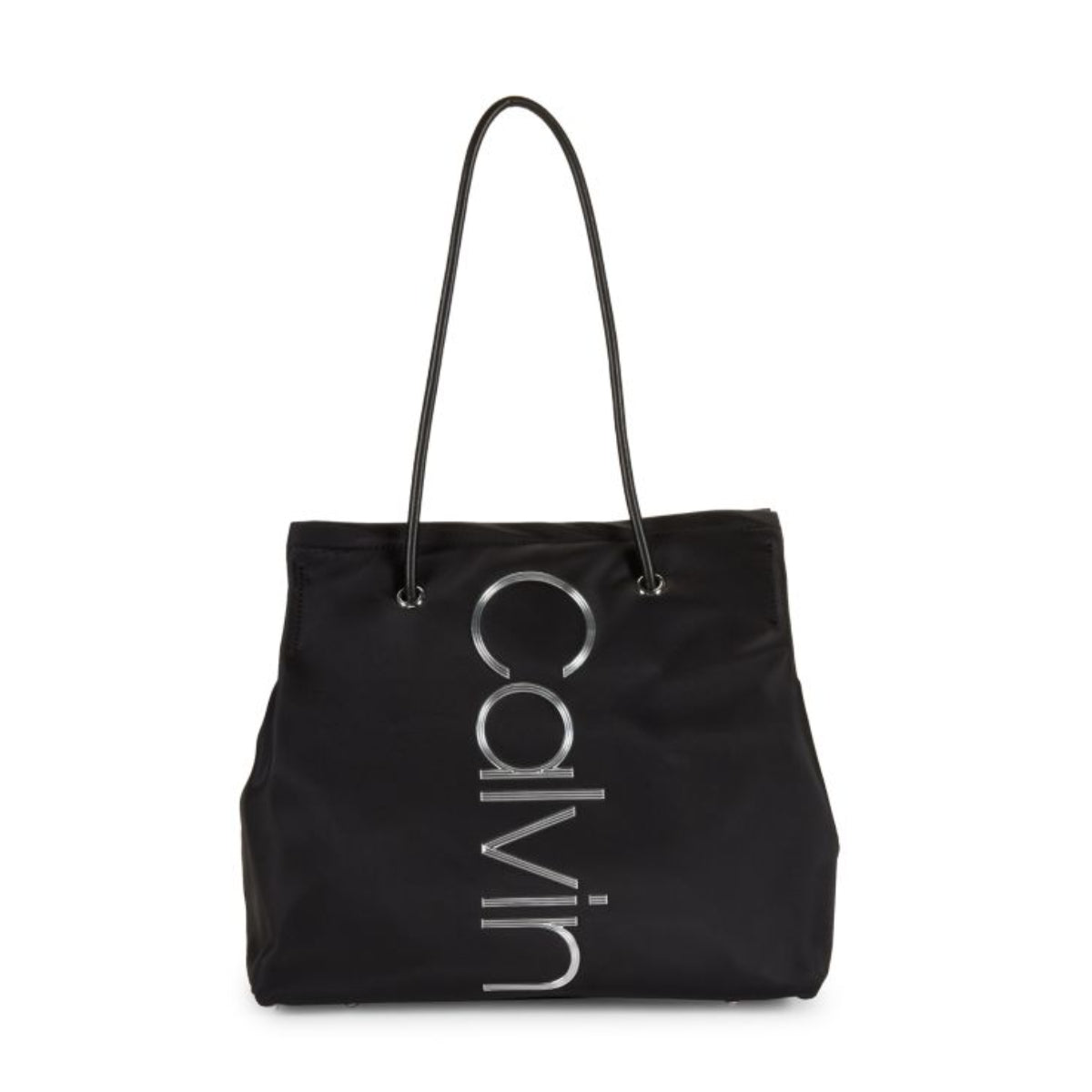 Calvin Klein Mallory Nylon North/South Vertical BrandIng Tote In Black ...