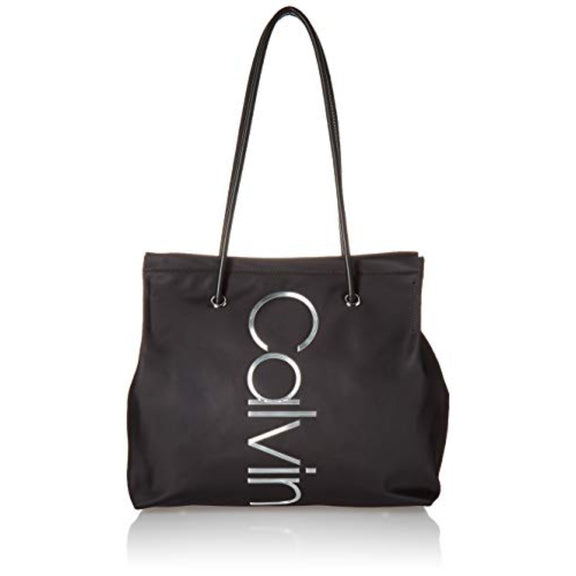 Calvin Klein Mallory Nylon North/South Vertical BrandIng Tote In Black ...