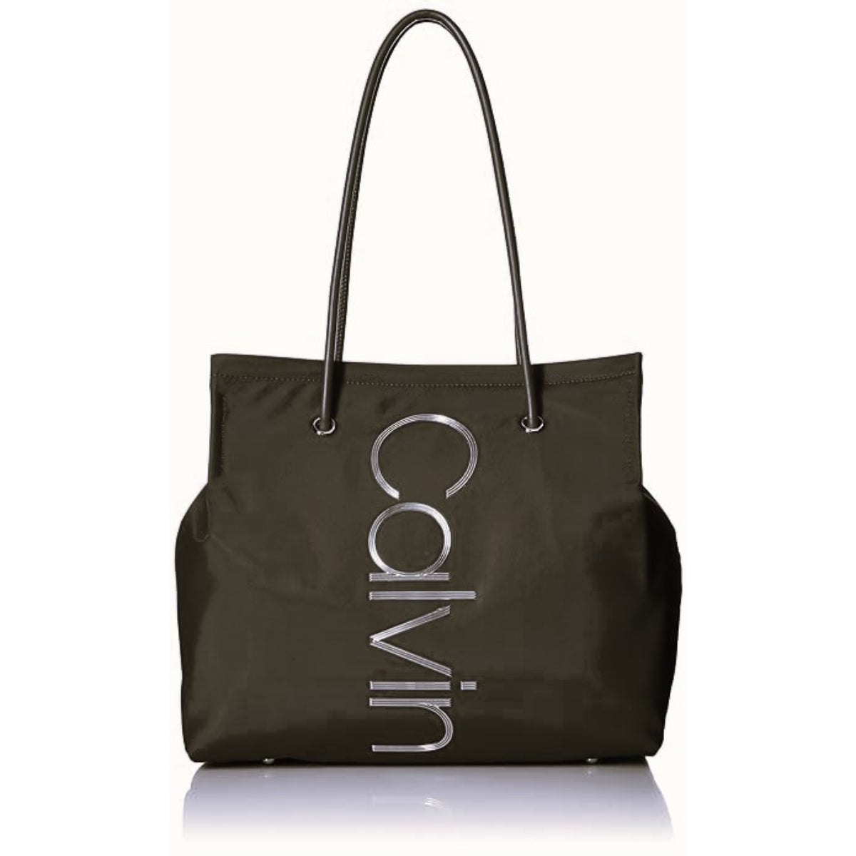 Calvin Klein Mallory Nylon North/South Vertical BrandIng Tote In Green ...