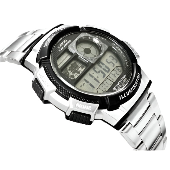 Casio Illuminator Silver Resin Band Grey Dial Digital Watch for Gents ...