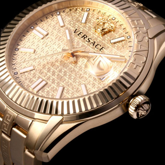 Versace Greca Time Gold Stainless Steel Gold Dial Quartz Watch for Gen ...