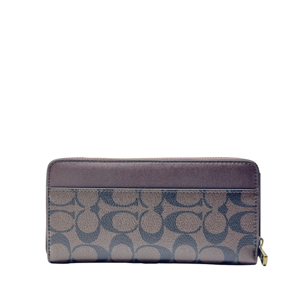 Buy Coach Large Zip Around Wallet in Crossgrain Leather Dark Brown ...