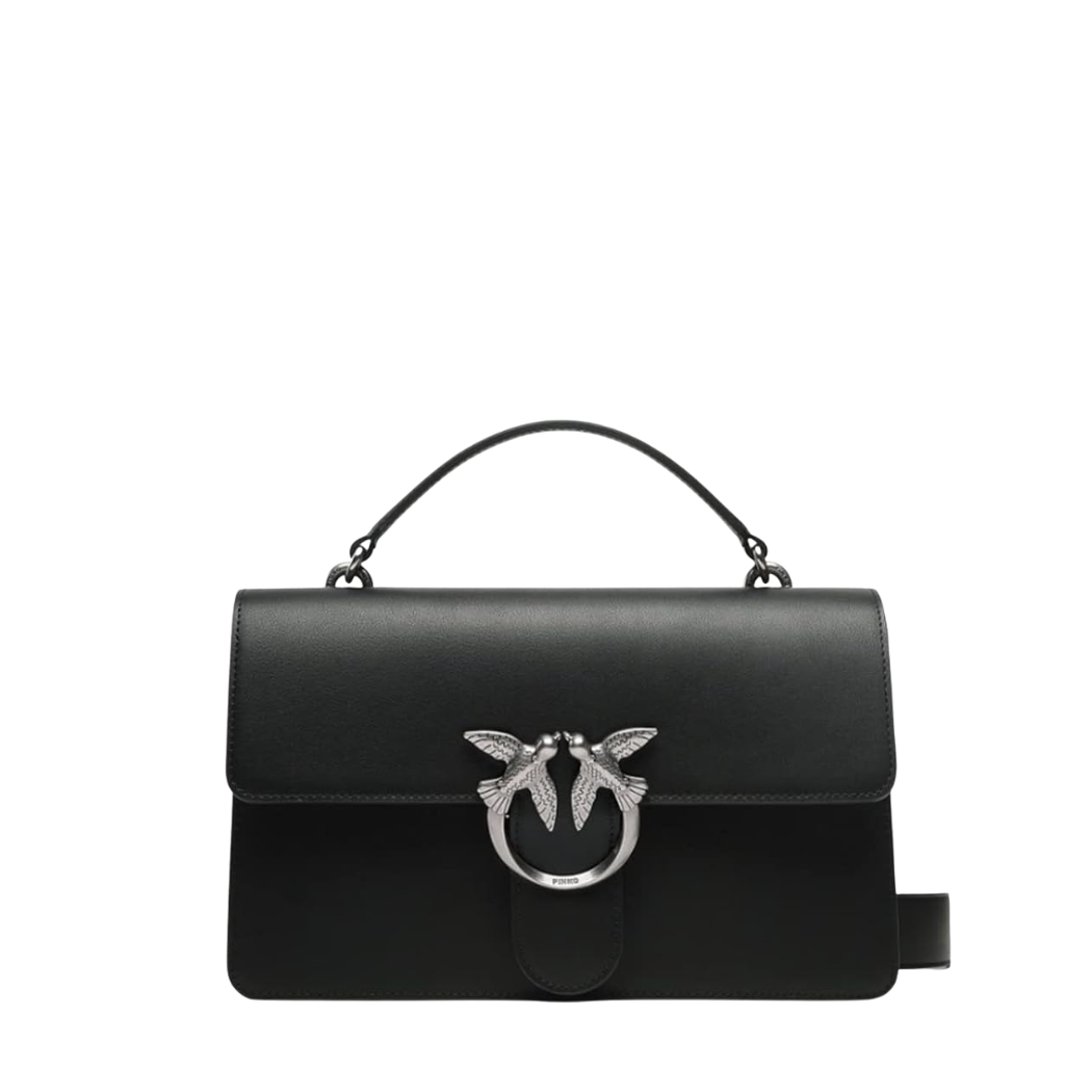 Buy PINKO Love One Mini Light Crossbody Bag – Black Quilted Calfskin ...