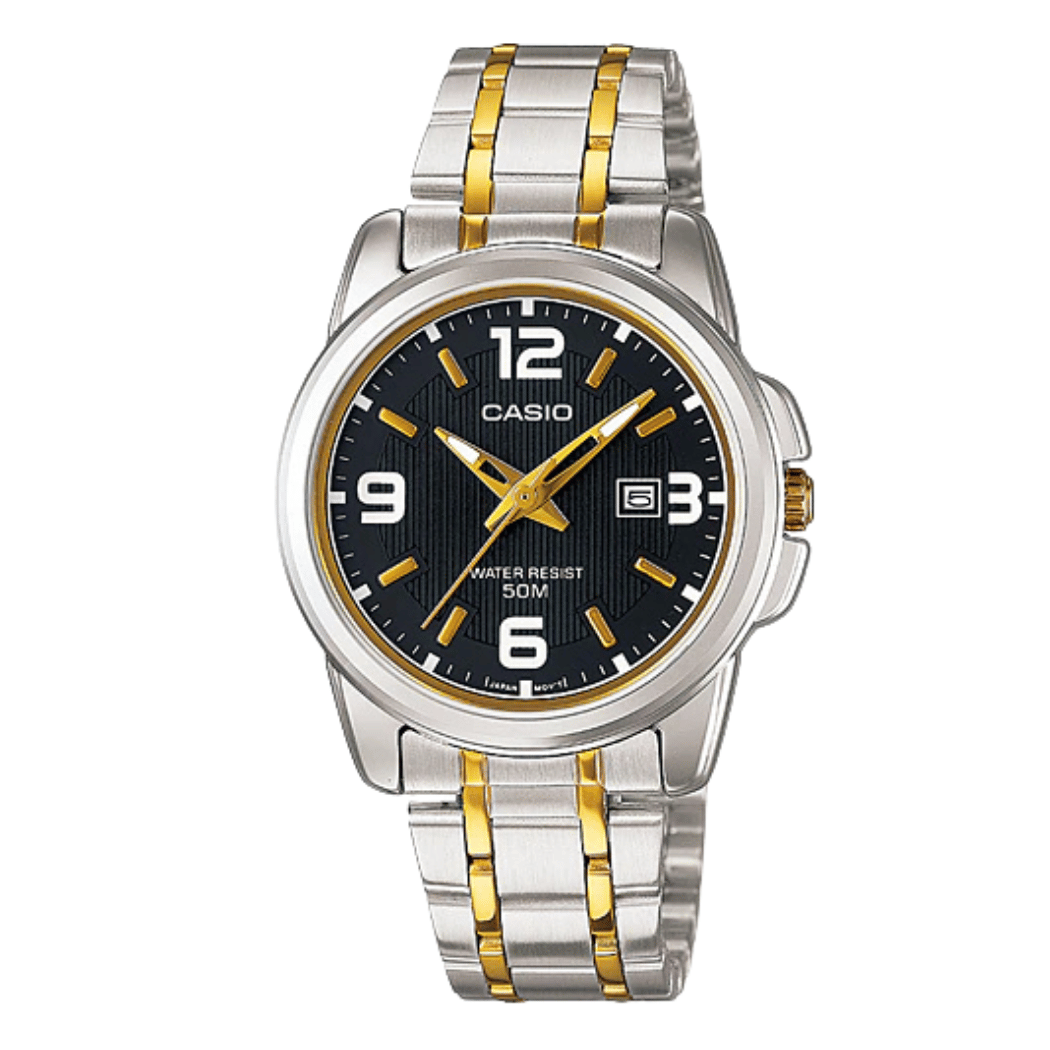 Casio Two-tone Stainless Steel Black Dial Quartz Watch for Ladies - LT ...