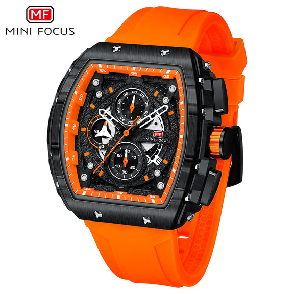 Buy Mini Focus Orange Silicone Strap Black Dial Chronograph Quartz Watch for Gents - MF0399G-01 ...