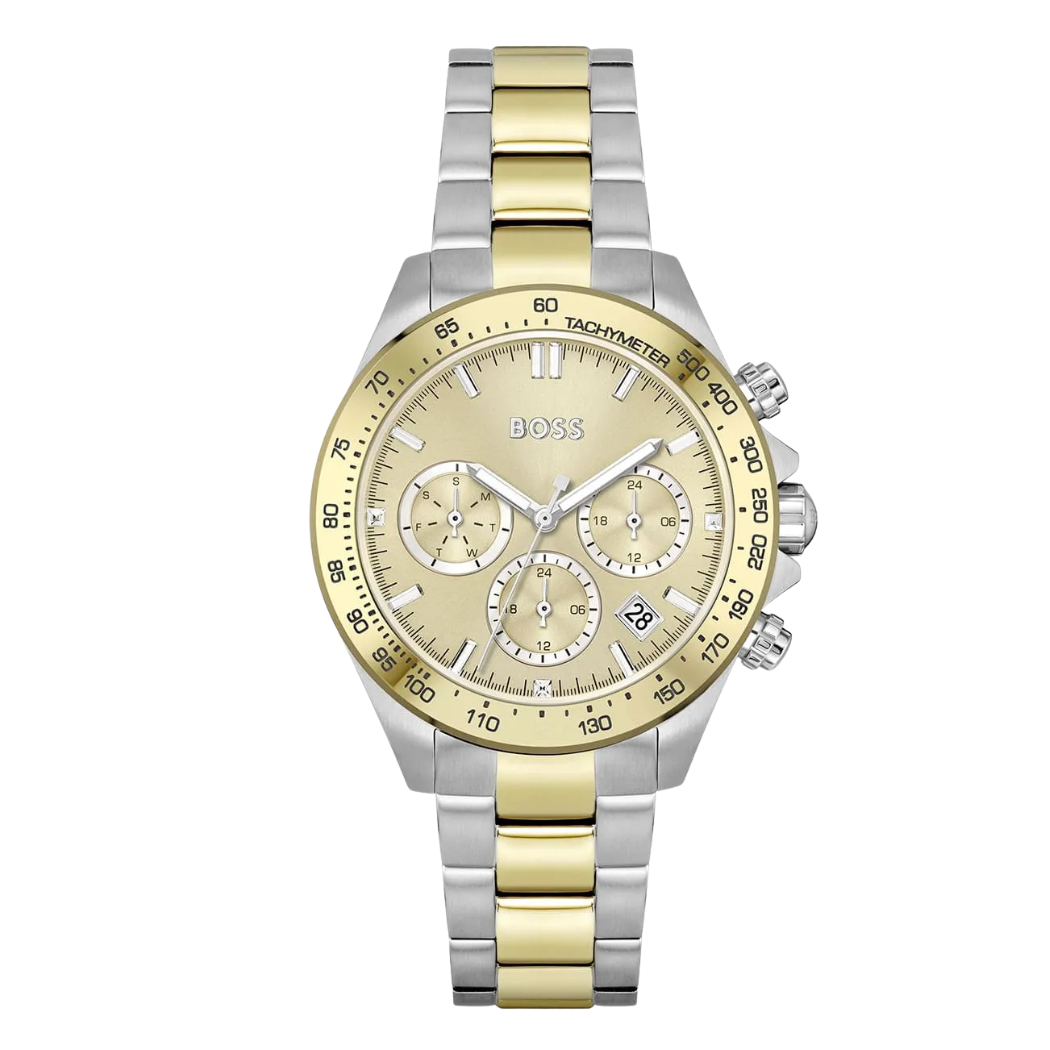 Hugo Boss Novia Two-tone Stainless Steel Beige Dial Chronograph Quartz ...