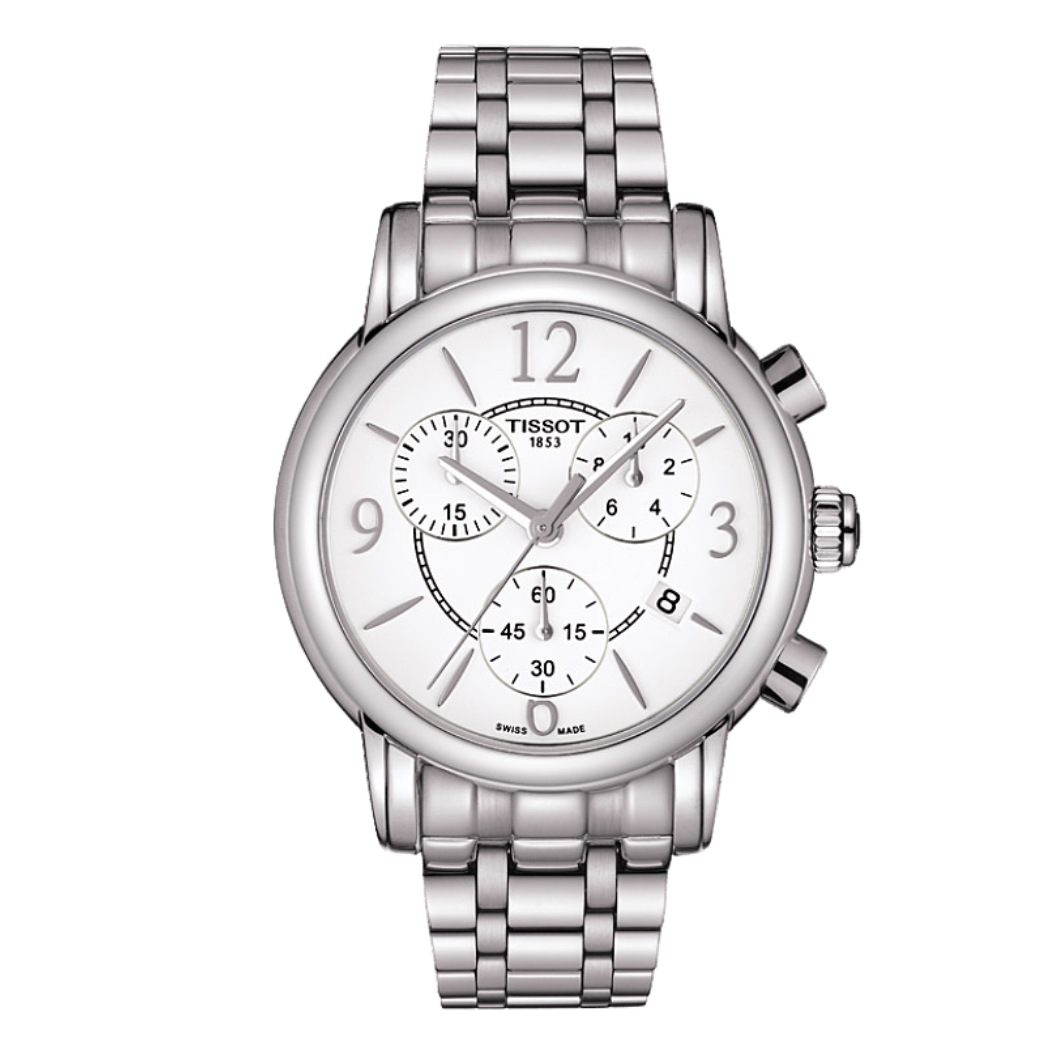 Tissot Silver Stainless Steel White Dial Chronograph Quartz Watch for ...