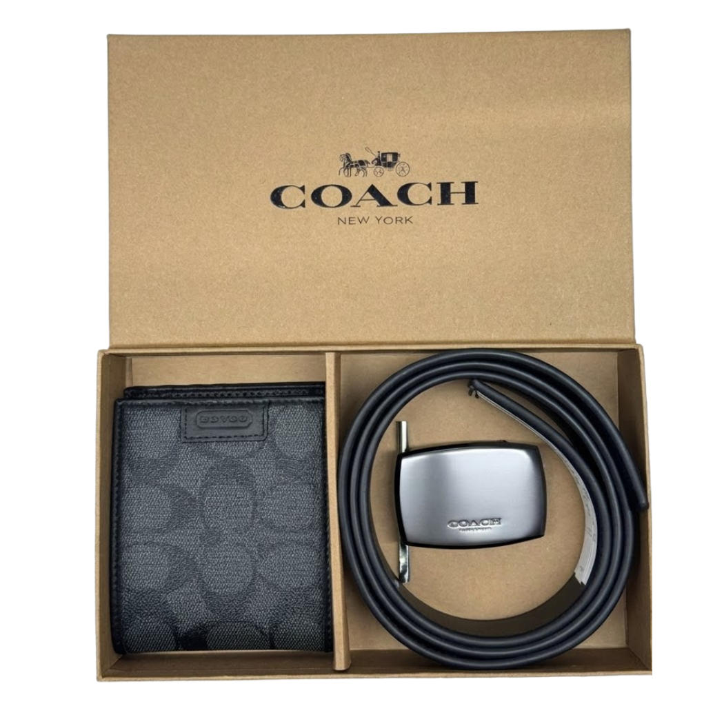 Coach Compact 3-in-1 Bifold Set in Signature Canvas Black – F74736 ...