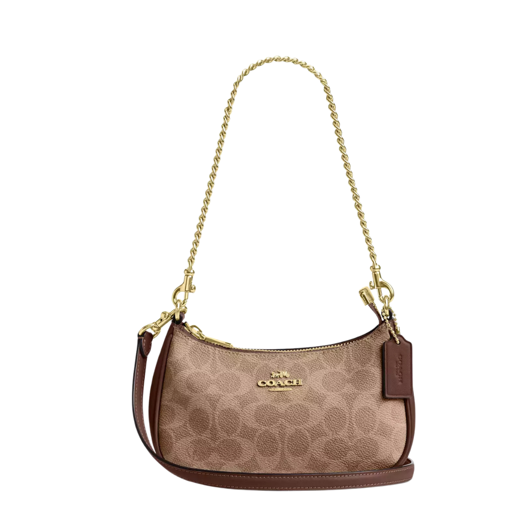 Coach Teri Mini Crossbody Brown Signature Canvas & Leather Trim - CW32 ...