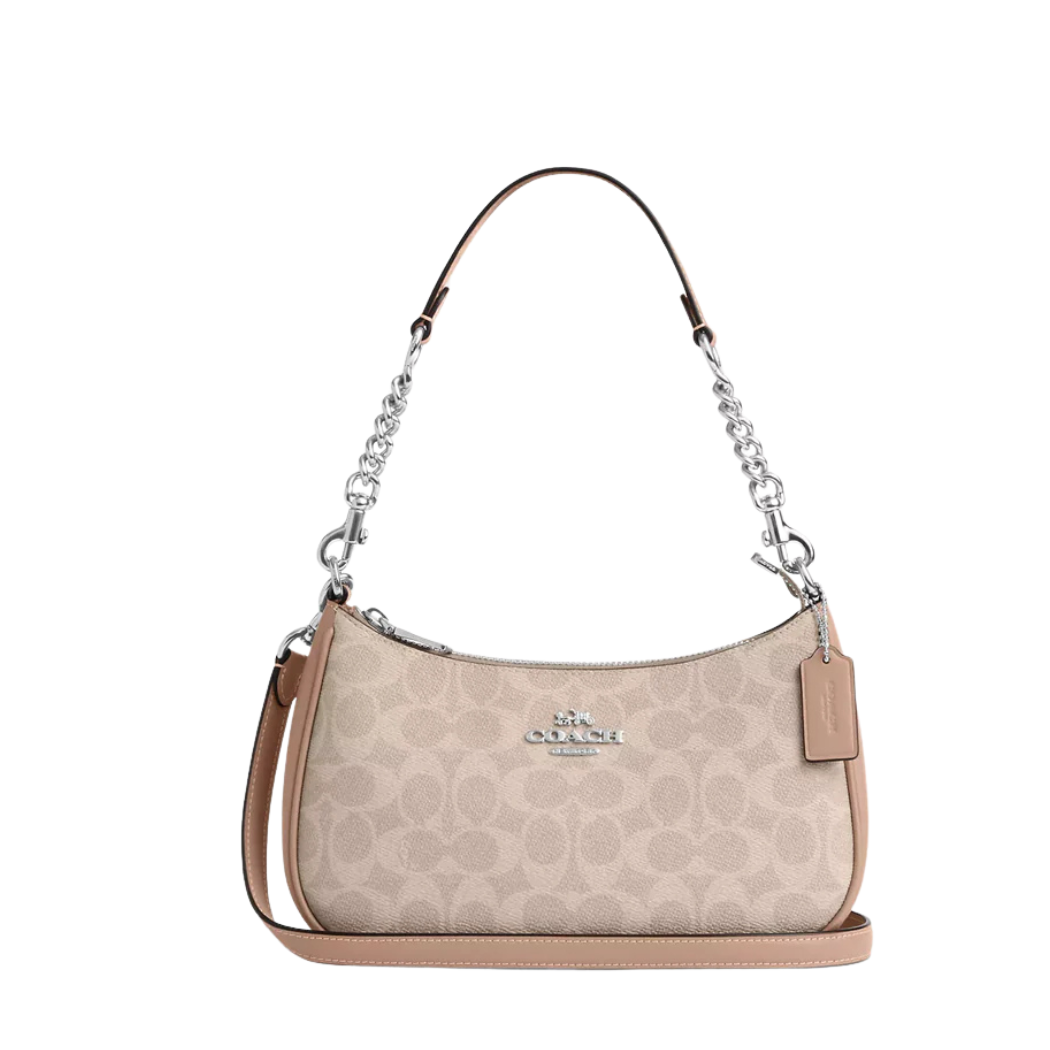 Coach Teri Mini Crossbody Light/Brown Signature Canvas & Leather Trim ...