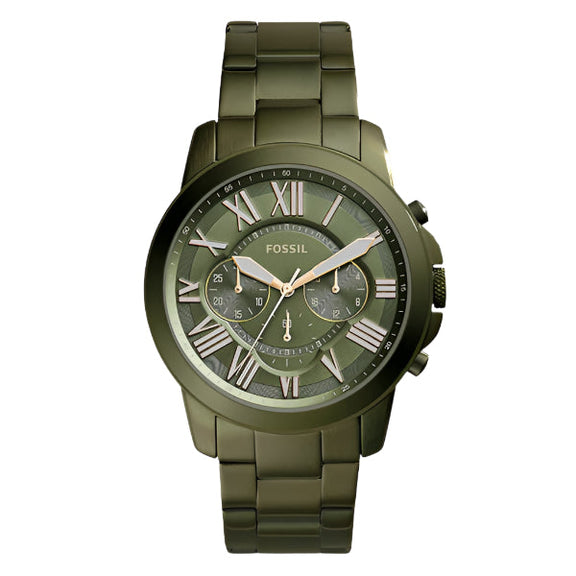 Fossil Grant Green Stainless Steel Green Dial Chronograph Quartz Watch ...