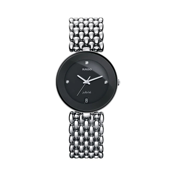 Rado Florence Silver Stainless Steel Black Dial Quartz Watch for Gents ...
