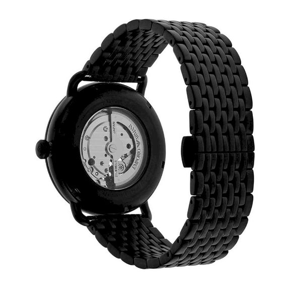 EMPORIO ARMANI Meccanico Black Stainless Steel Black Dial Automatic Wa ...