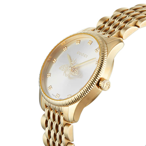Gucci G-Timeless Gold Stainless Steel Silver Dial Quartz Watch for Lad ...
