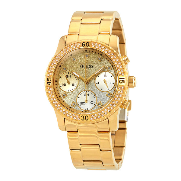 Guess Confetti Gold Stainless Steel Multi Color Dial Chronograph Quart ...