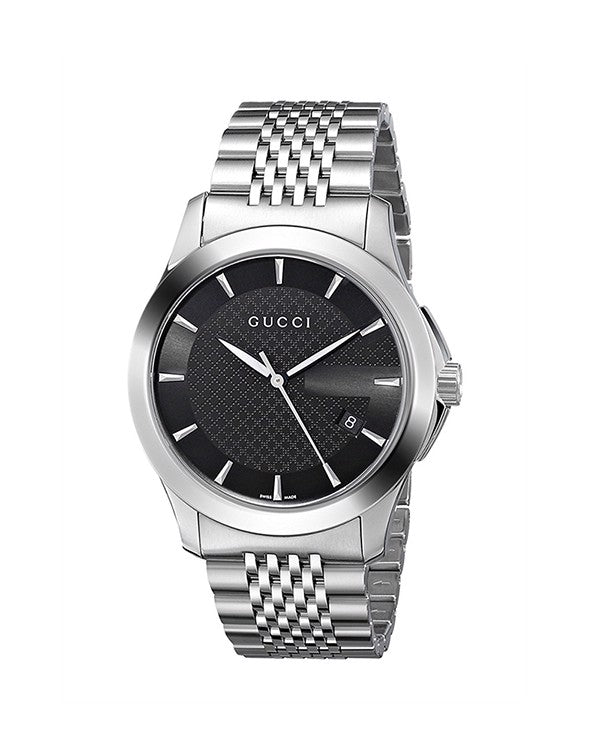 Gucci G Timeless Silver Stainless Steel Black Dial Quartz Watch for Ge ...