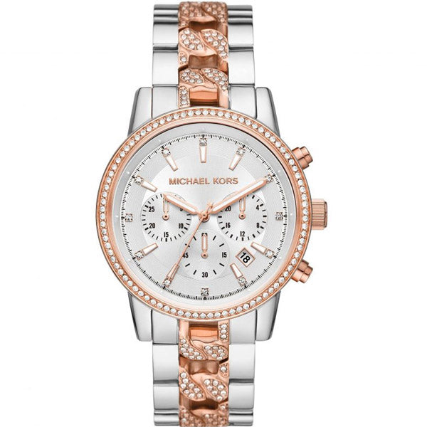 Michael Kors Ritz Two-tone Stainless Steel Silver Dial Chronograph Qua ...