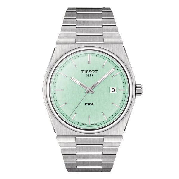 Tissot PRX Silver Stainless Steel Mint Green Dial Quartz Watch for Gen ...